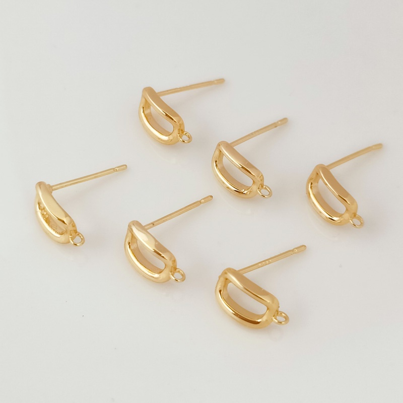 Color Preserving Accessories 14K Gold-Covered Square S925 Silver Stud Earrings Ring Small ...