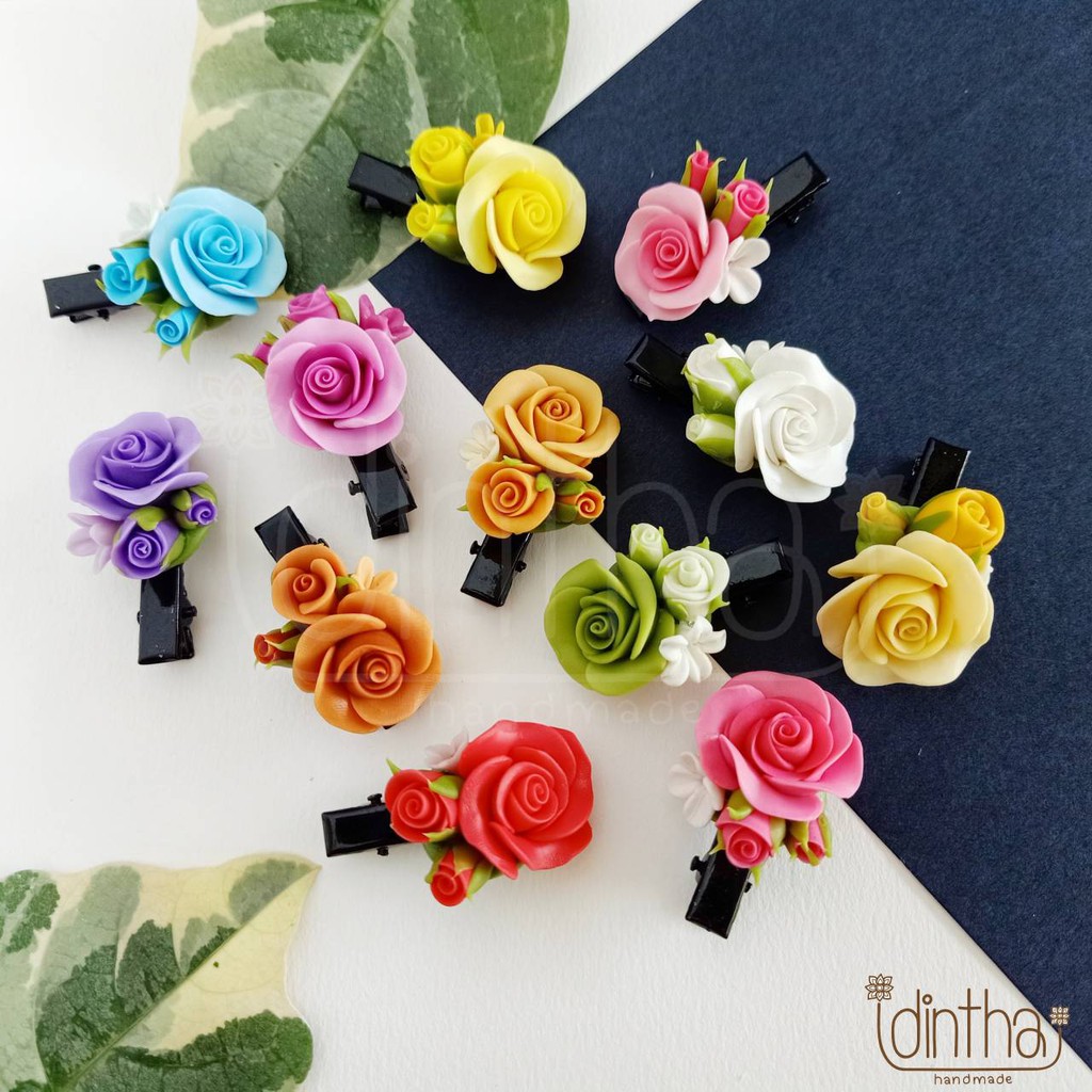 Rose hair clips Bouquet Clay Roses Sculpture From Thai Brand idinthai ...