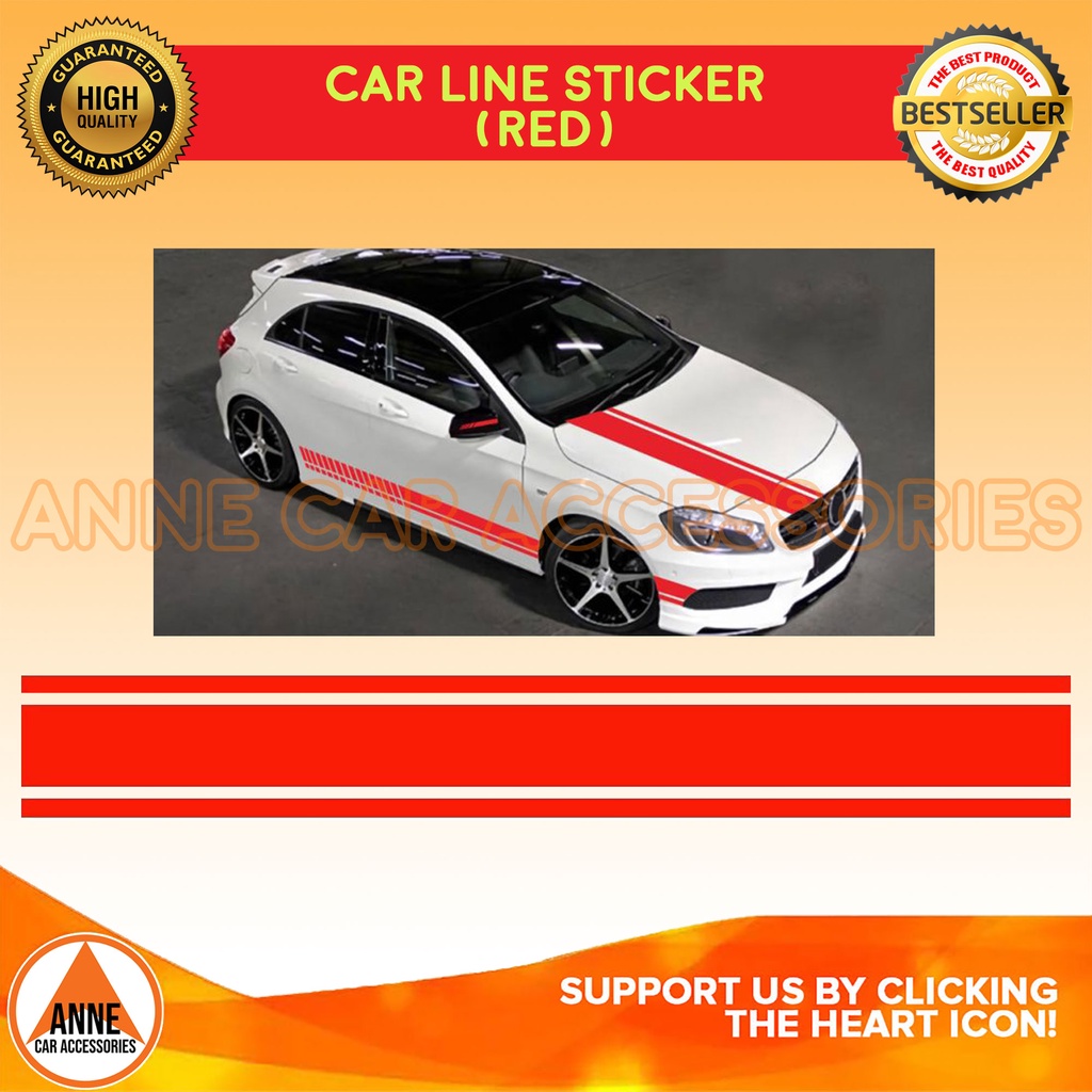 Car Line Sticker Black / White / Gradient Color / Red Universal Car ...