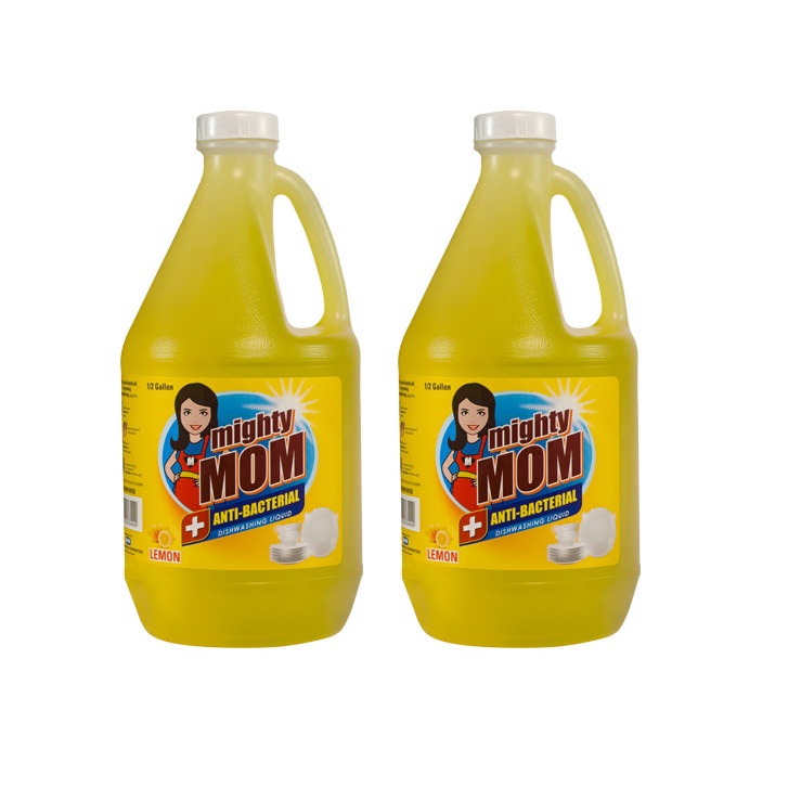 Mighty Mom Dishwashing Liquid Antibacterial Lemon 1/2 Gallon by 2's ...