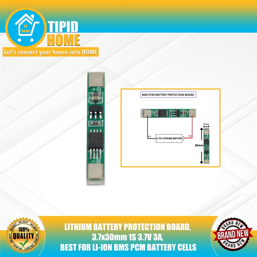 LITHIUM BATTERY PROTECTION BOARD, 3.7x30mm 1S 3.7V 3A, BEST FOR LI-ION ...