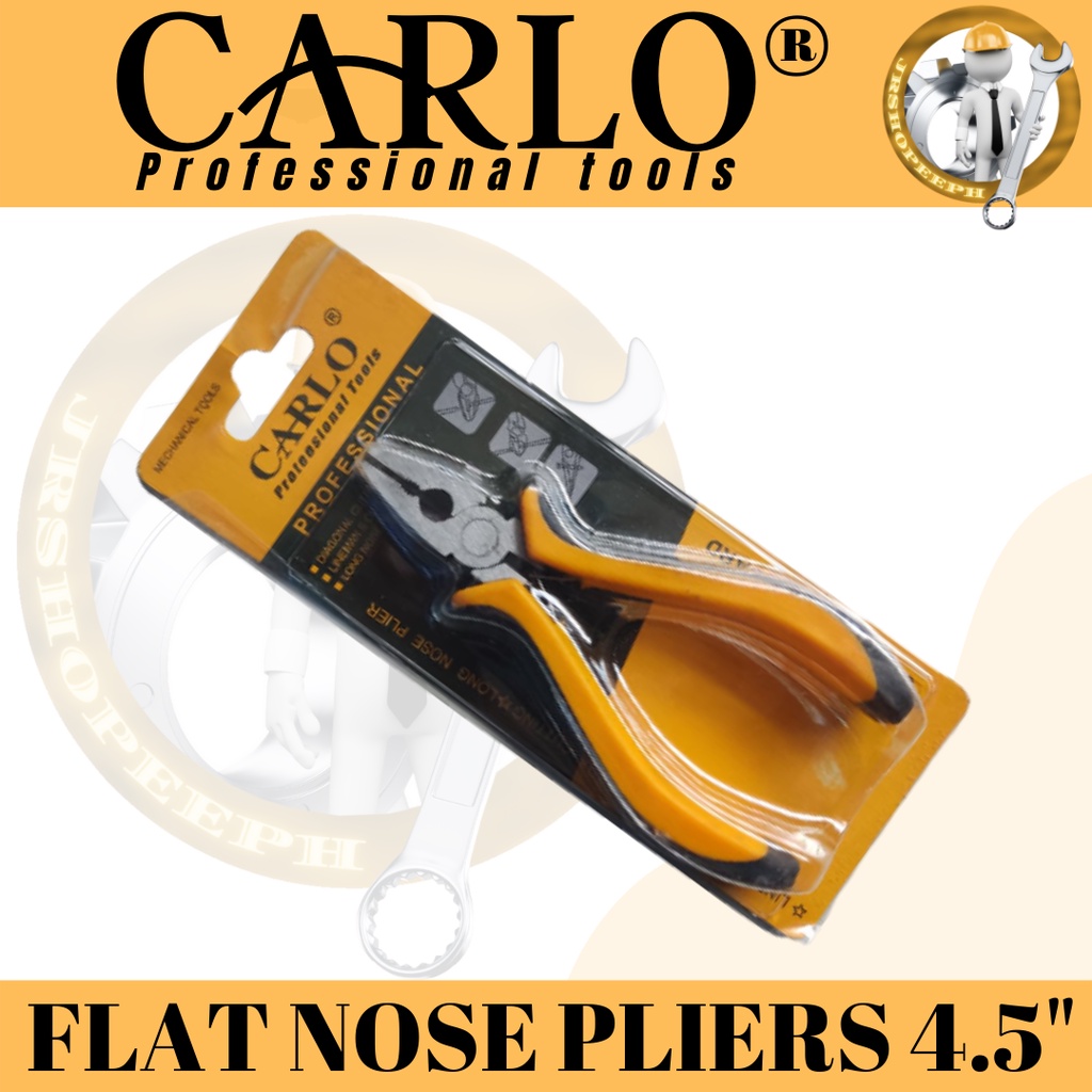Flat Nose Pliers 4.5 Inches Carlo Brand With Rubber Handle | Shopee ...