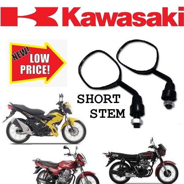 KAWASAKI BARAKO SIDE MIRROR Motorcycle STOCK type SHORT STEM (black ...