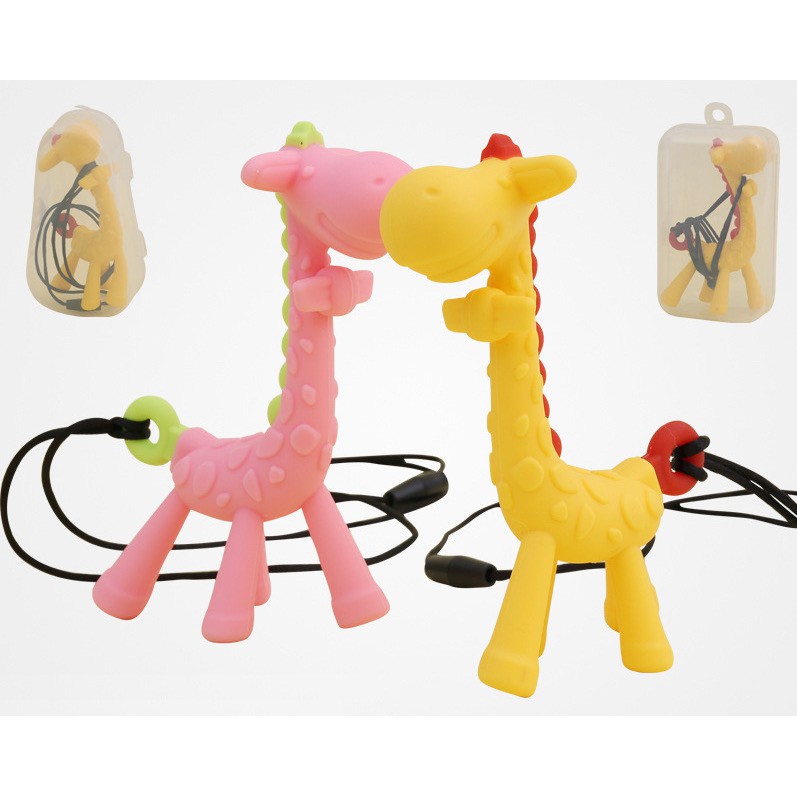 Giraffe Shape Soft Silicone Teether Toy with Necklace | Shopee Philippines