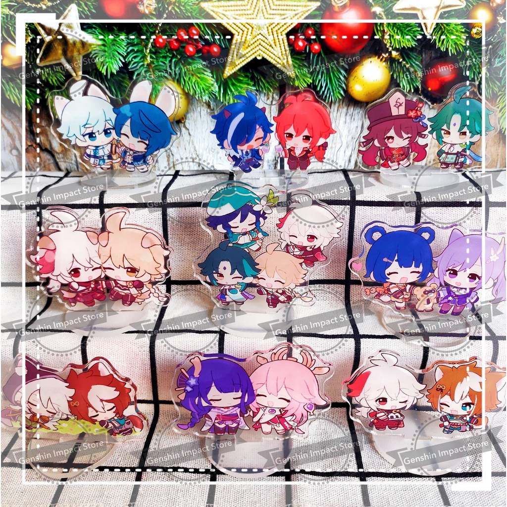 Chibi couple mini standee model Genshin Impact Raiden Ei Yae Kazuha ...