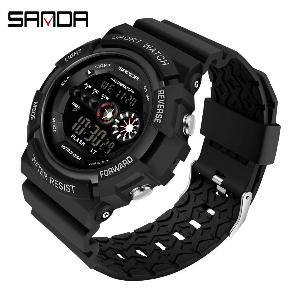 Sanda Men Fashion Brand Digital Sport Watch Pu Waterproof Auto Date ...