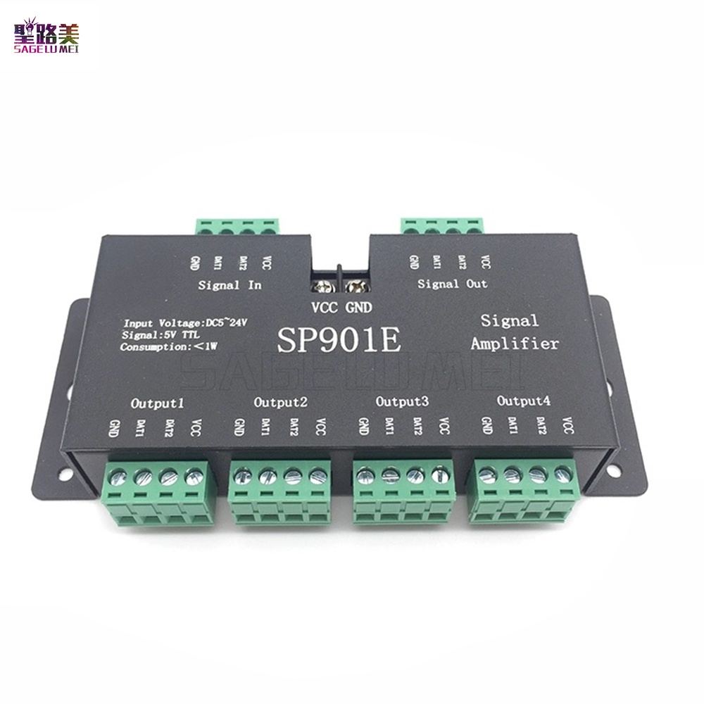 DC5V-24V LED Signal Amplifier SP901E Led SPI Controller 4CH Group ...