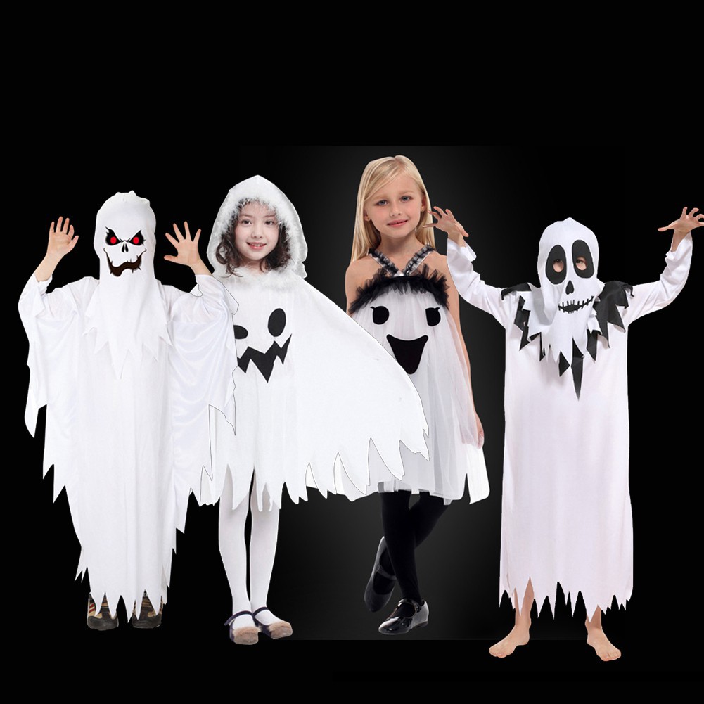 Lolanta Kids Halloween Classic Ghost Costume White Outfit Robe Mask ...