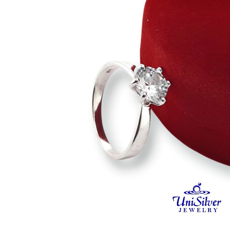 Unisilver 925 Sterling Silver Solitaire Ring (RS033-4001) | Shopee ...