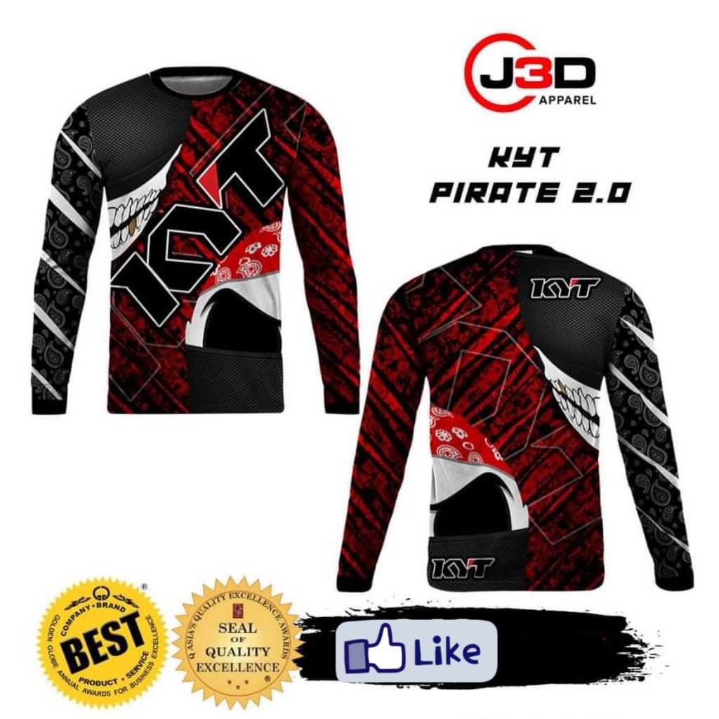 KYT Pirate Full Sublimation Shirt Long Sleeves Thai look for Riders 3D ...
