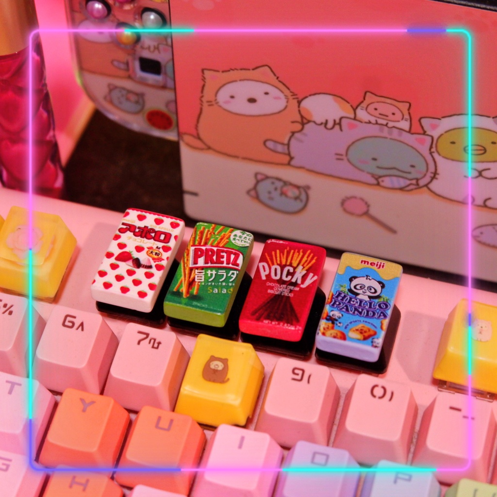 School Snacks Artisan Kawaii Keycaps for Mechanical Keyboard | Shopee ...