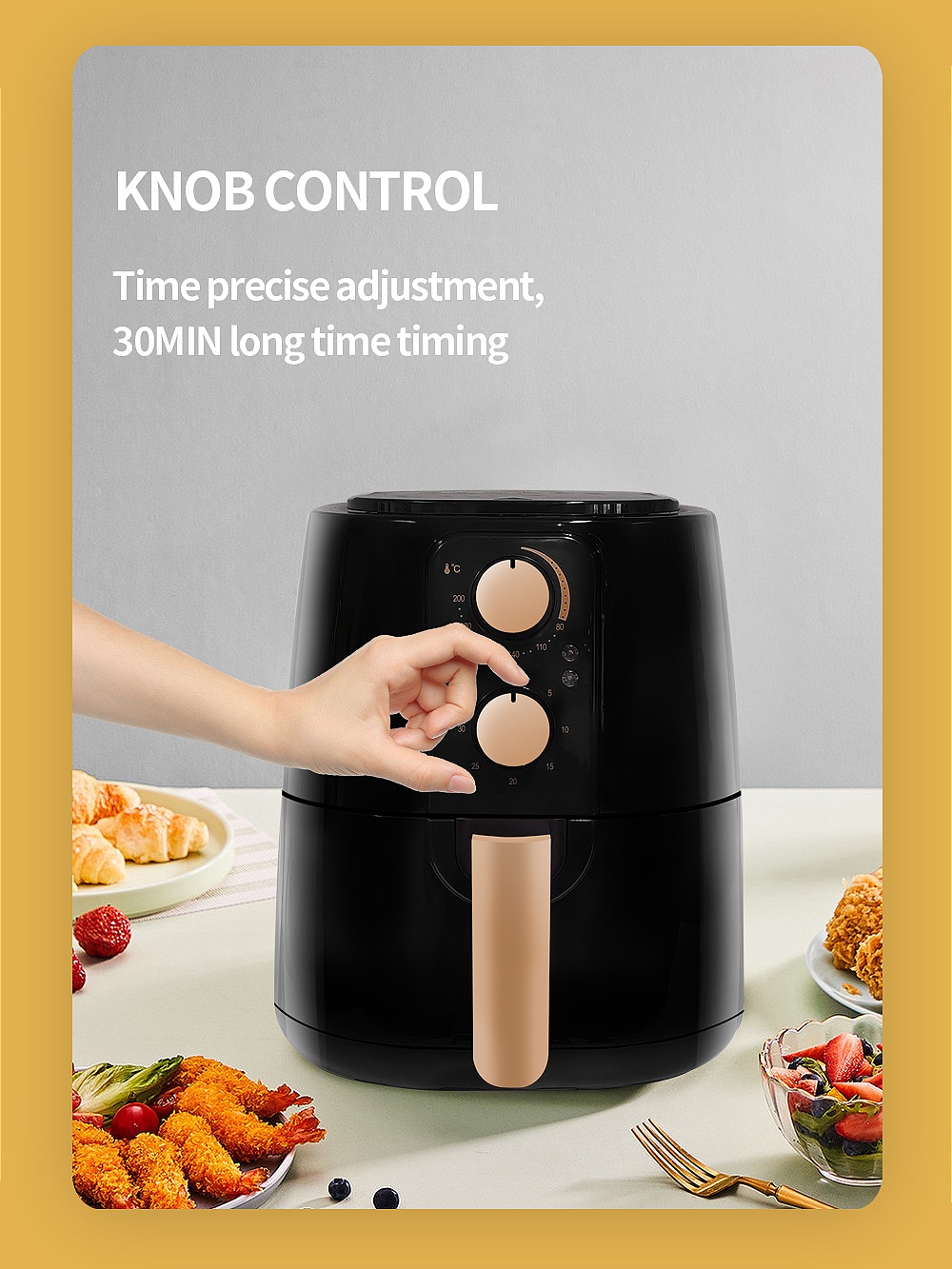 KAISA VILLA Air Fryer Electric Household Fries Machine Non Stick Fry Tools Oil Free 5.5L ...