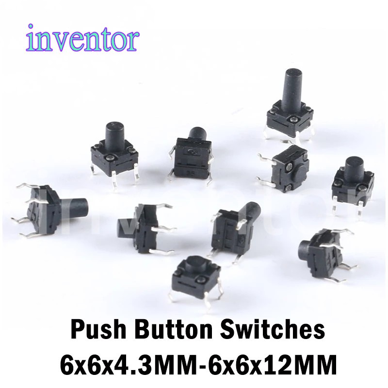 10Pcs 6*6 Tact Switch Tactile Push Button Switch Kit Height: 4.3 5~13MM ...