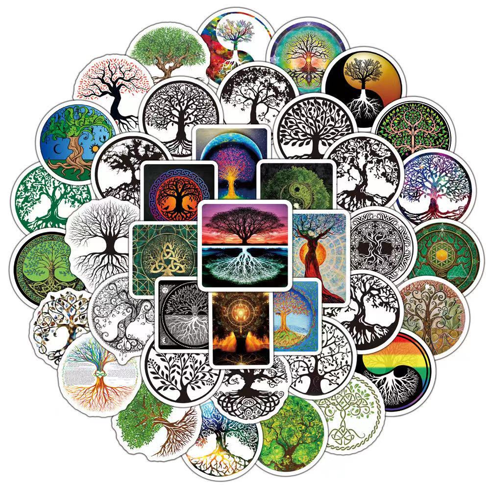 xs448-50 pcs tree of life totem graffiti waterproof sticker | Shopee ...