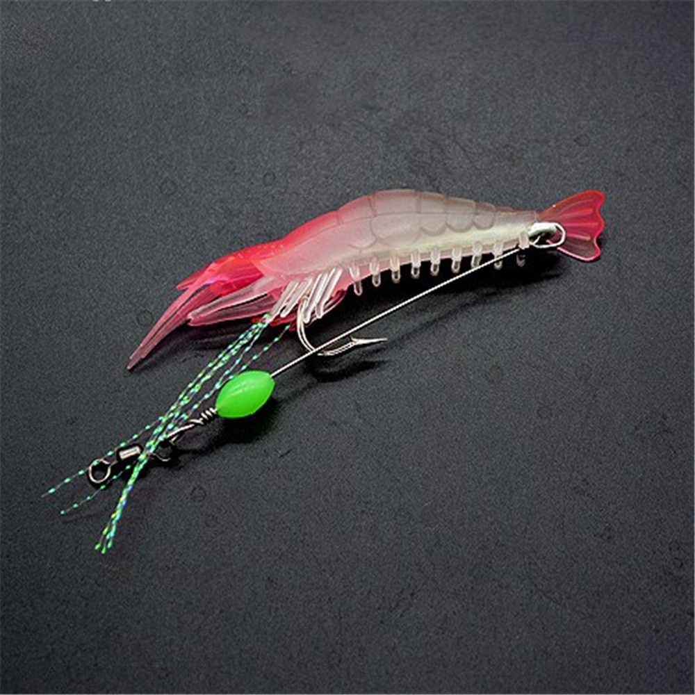 1PCS Soft Prawn Shrimp Swivel Wobbler Hook Artificial Bait Bead Sabiki ...
