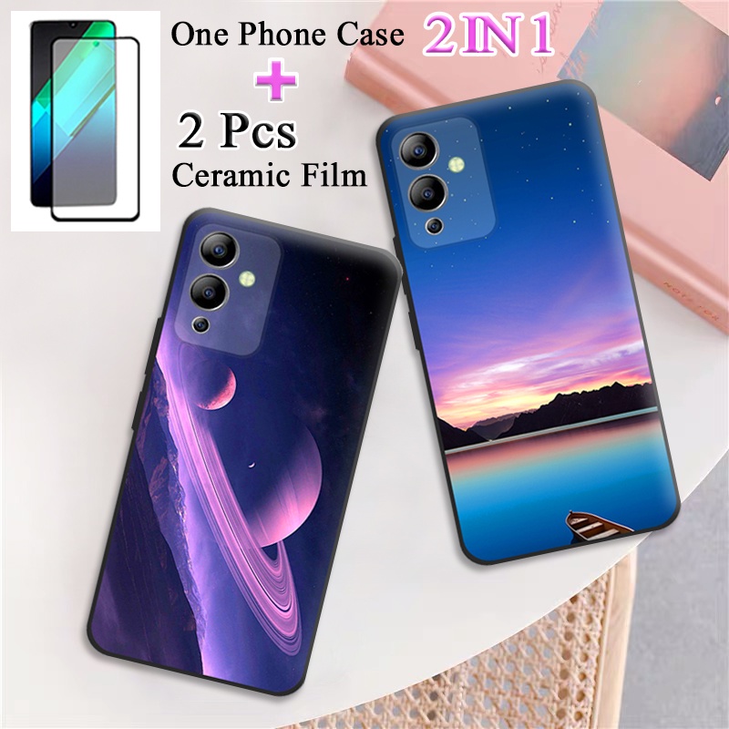 2 IN 1 Infinix Note 12i X6819 Silicone Phone Case With Tempered Glass ...