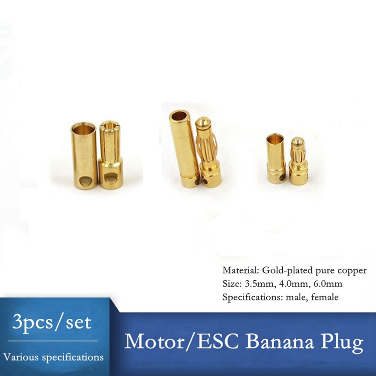 3Pcs Banana Plug Motor/ESC 3.5mm/4.0mm/6.0mm Banana Male/Female Head ...