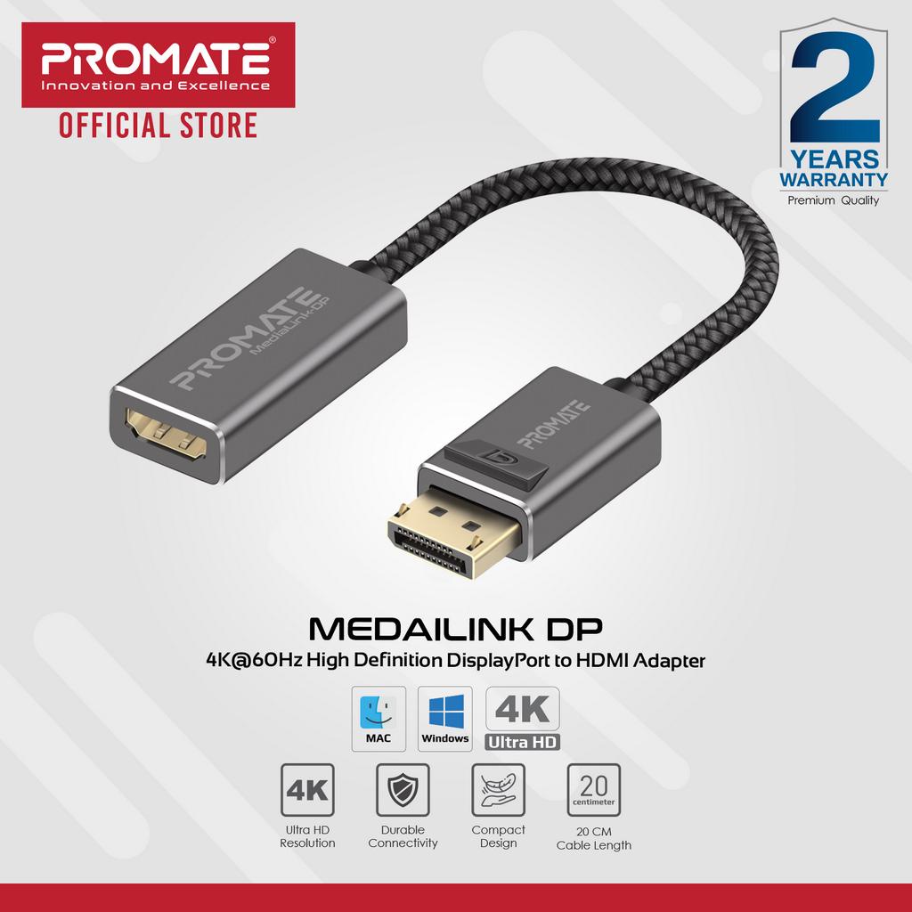 Promate MediaLink-DP 4K 60Hz High Definition DisplayPort to HDMI ...
