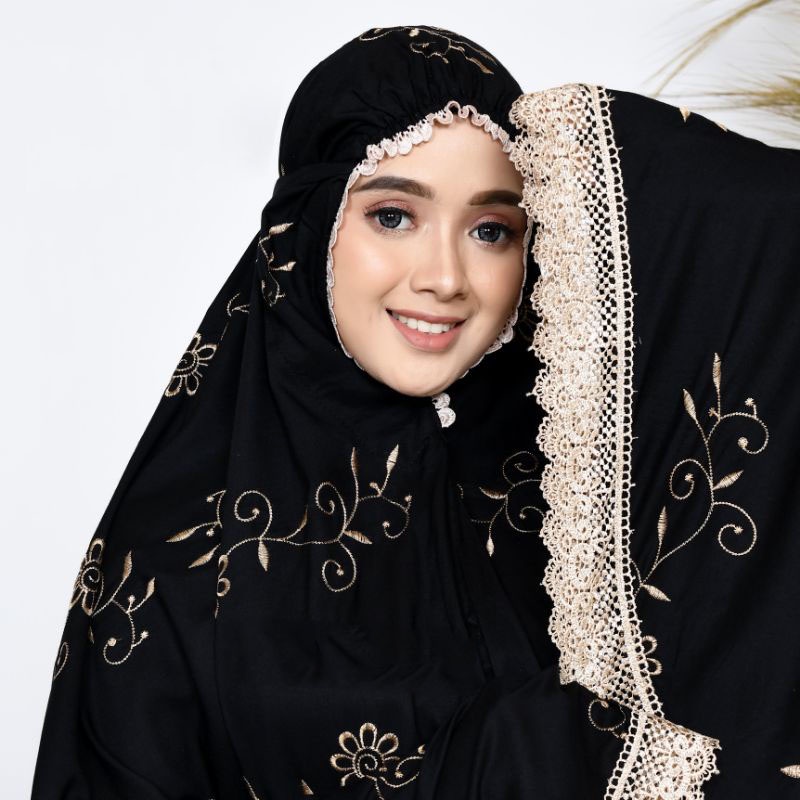 Gracella Adult Mukena Full of Luxurious Lotus Flower Embroidery, Free ...