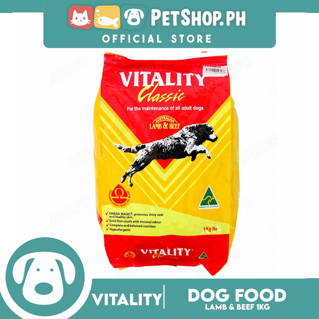VITALITY Classic Dog Food For Adult Dogs (Lamb And Beef) 1kg | Shopee ...