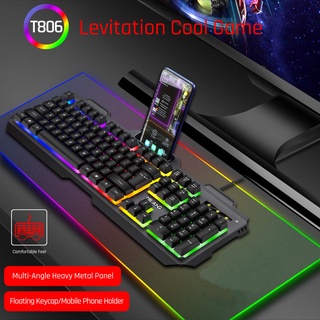 K806 Metal Lron Plate Mechanical Feel Game Keyboard Wired Colorful ...