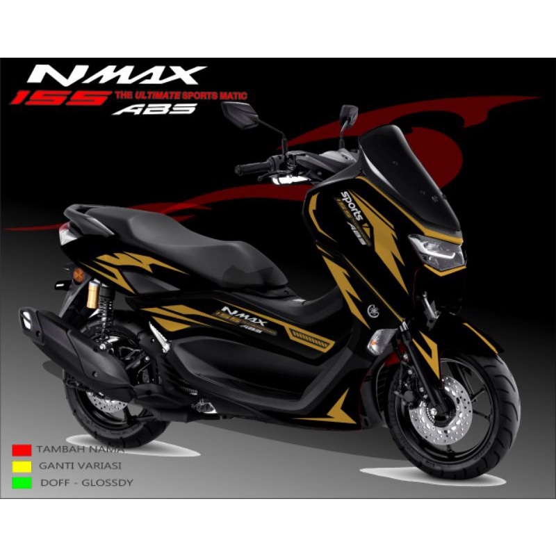 HITAM Decal Sticker New NMAX Full Body Basic Black Lis Gold | Shopee ...