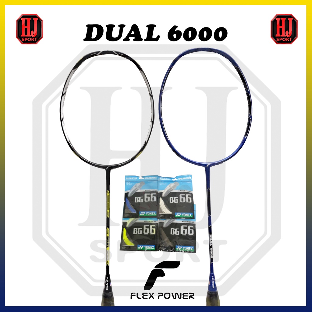 Original Flex Power Dual 6000 Badminton Racket Bonus Strings | Shopee ...