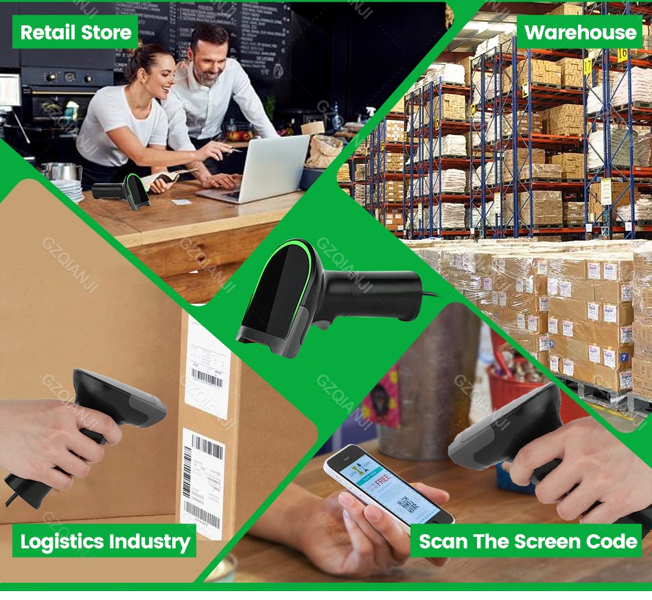 Portable Barcode Reader Handheld 1D 2D QR Code POS Barcode Scanner USB ...