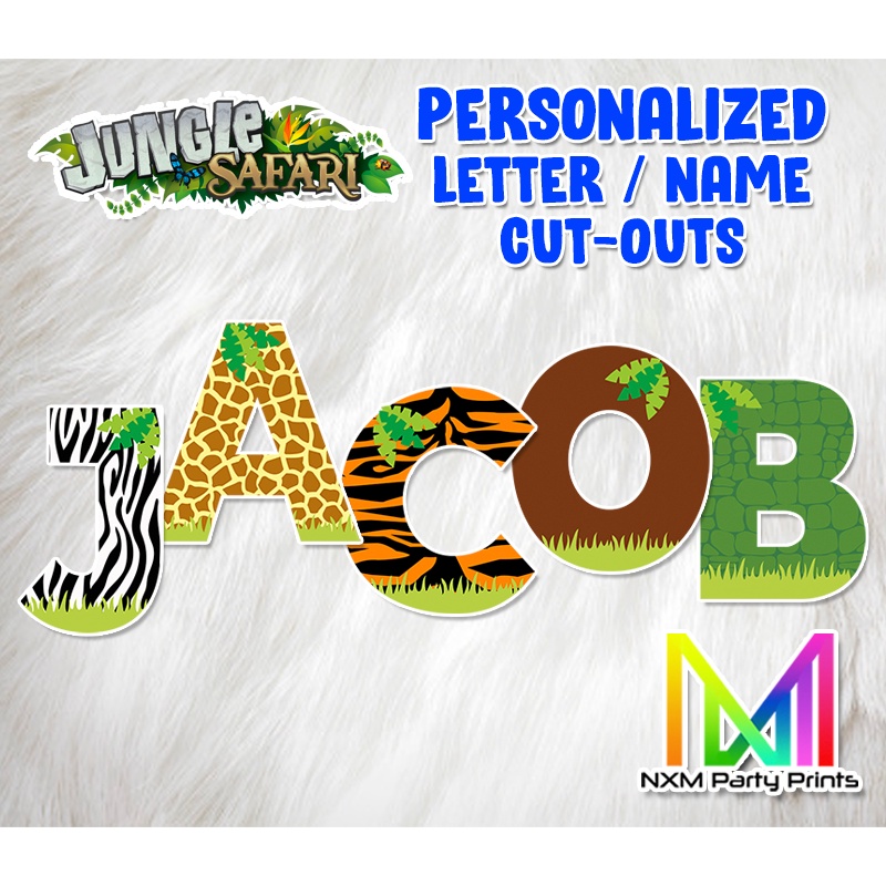 [1QTY =1LETTER] JUNGLE SAFARI Name Letter Cutout Banner Backdrop diy ...