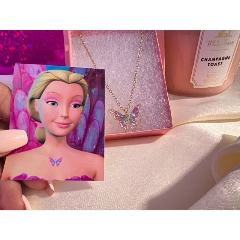 18K Gold Barbie Butterfly Pendant Necklace Accessoriesfor Woman Girl ...