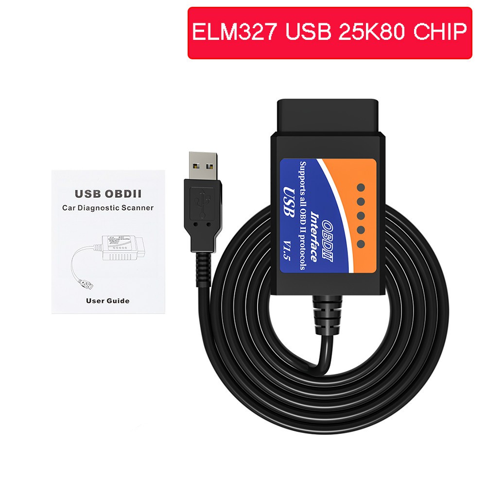 ELM327 USB V1.5 PIC18F25K80 Chip For Windows Supports All OBD2 Protocols Firmware V1.5 ELM 327 ...