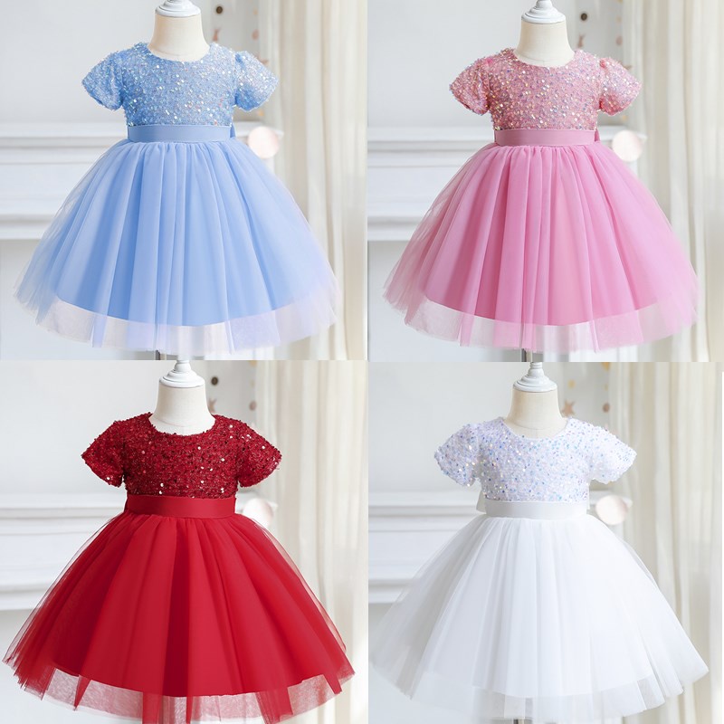NNJXD Baby Girl Dress Sequin Bow Tutu Dress Girls Birthday Dress ...