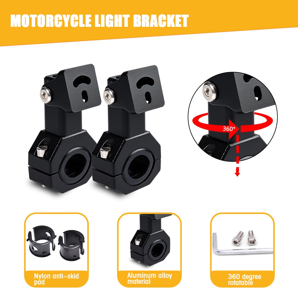 Motorcycle Spotlight Bracket 30mm 360°Adjust Universal Handlebar ...