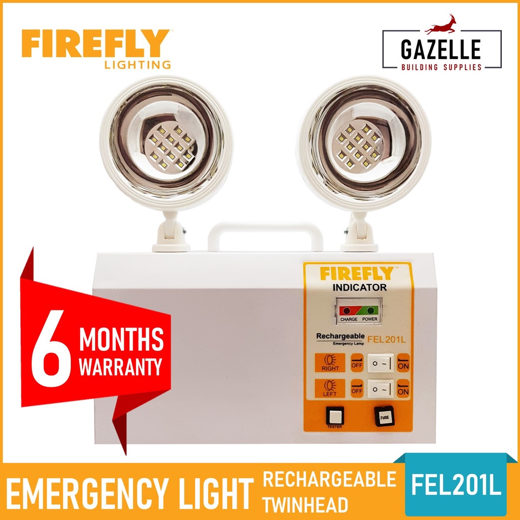 Firefly Rechargeable Twinhead Emergency Light Lamp - FEL201L / FEL-201L ...