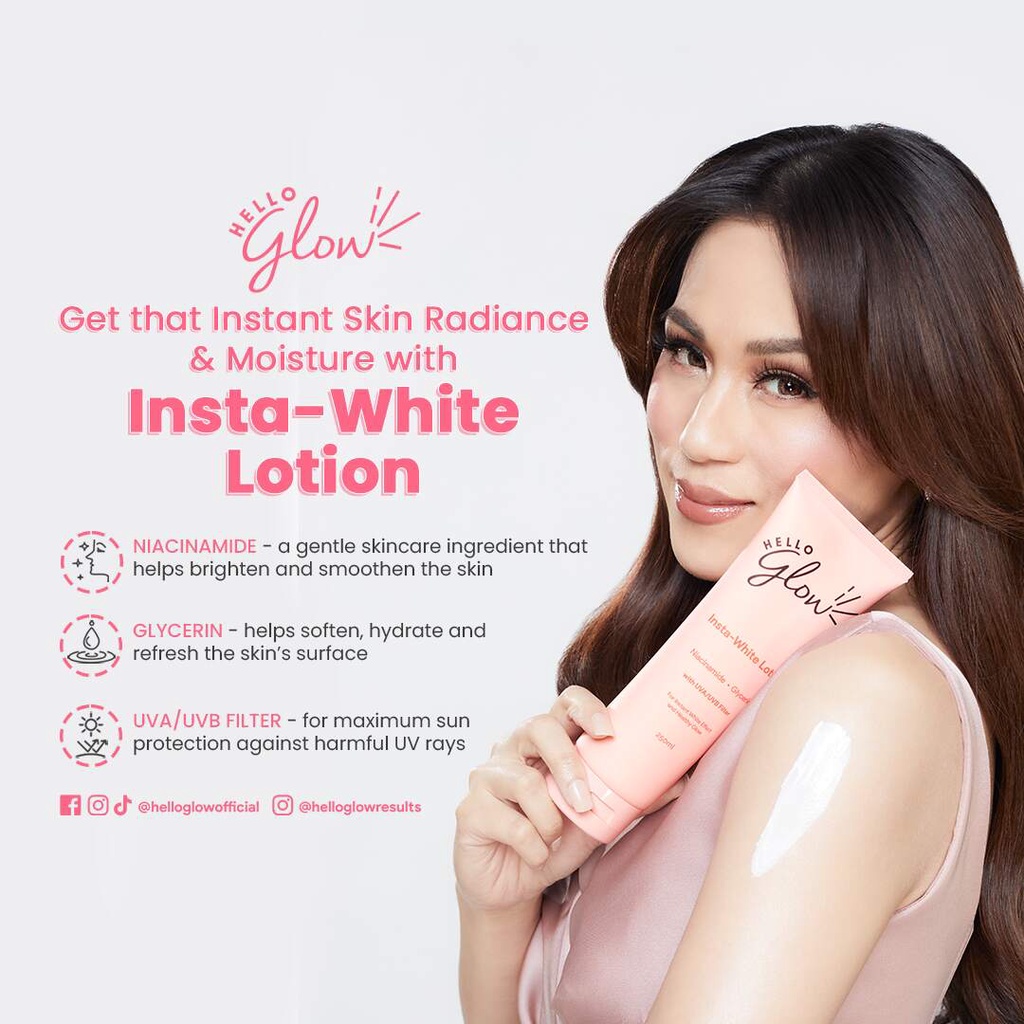 Hello Glow Insta White Lotion 250ml (Whitening Lotion) | Shopee Philippines