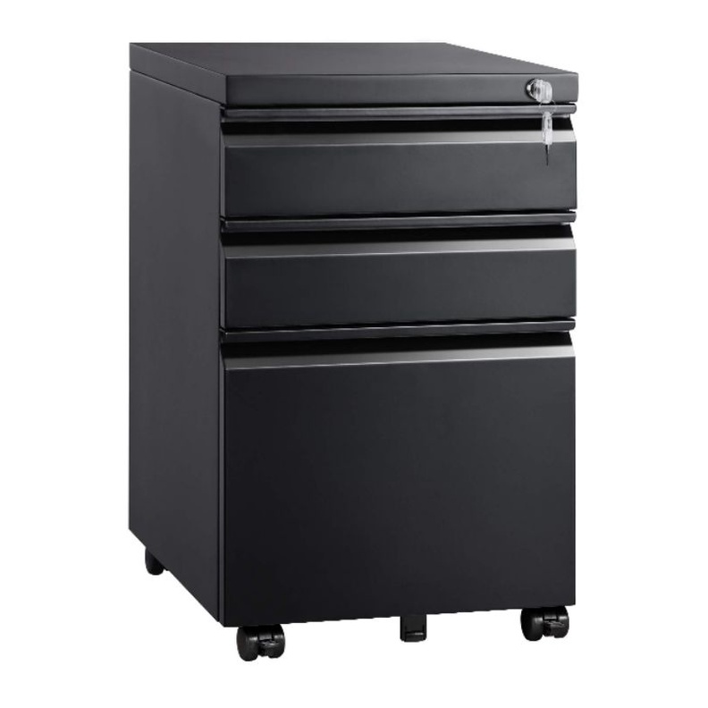 Black 3 drawer Mobile Drawer with keylock, Mobile Pedestal Cabinet ...