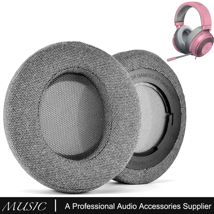 Gray Fabric Replacement Earpads Soft Cushion for Razer Kraken 7.1 V2 ...