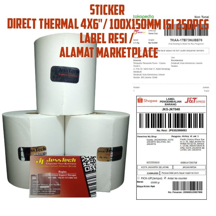 Resi THERMAL STICKER LABEL SIZE 100 X 150 CONTENTS 250 | Shopee Philippines