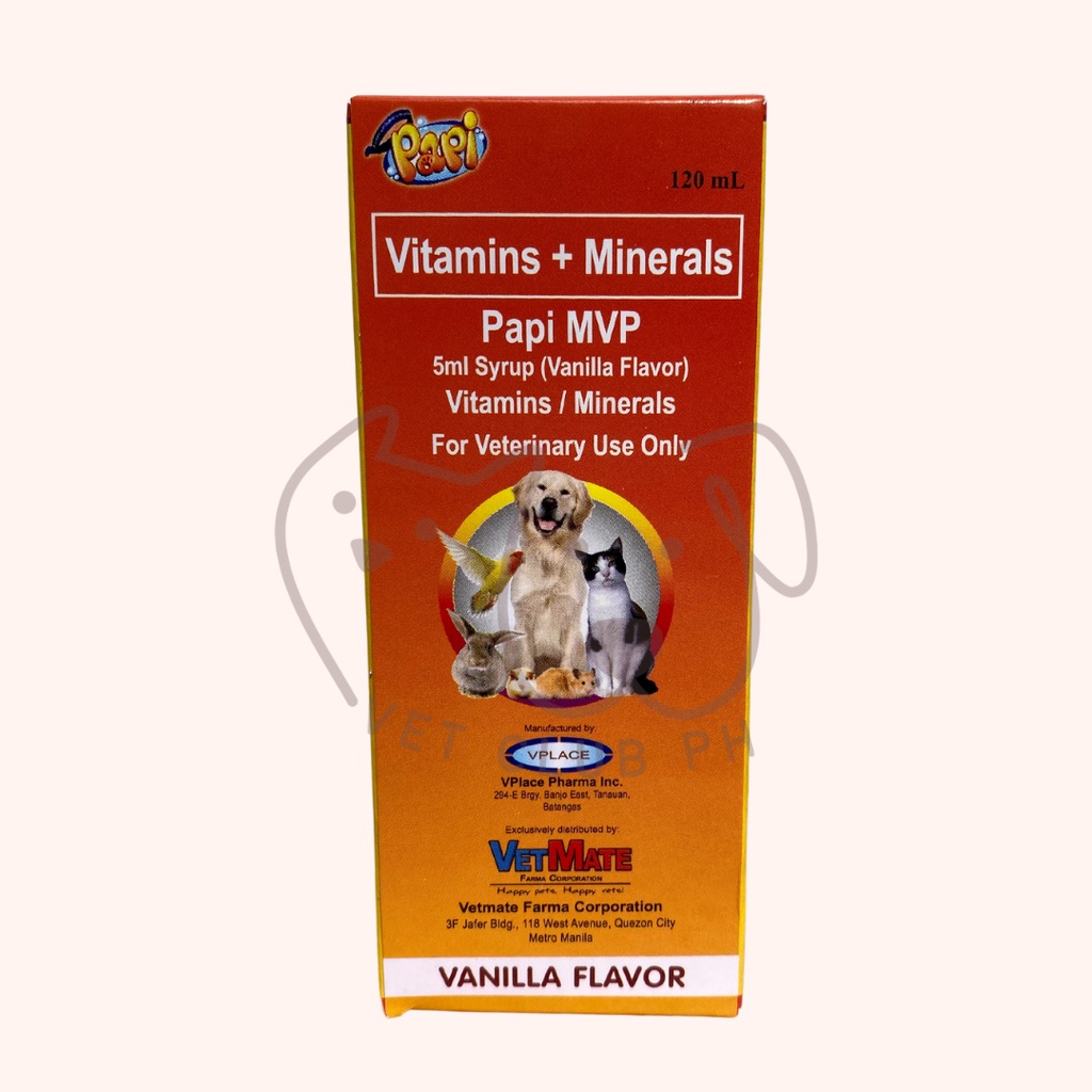 Papi MVP Syrup Multivitamins + Minerals for Dogs and Cats 120ml ...