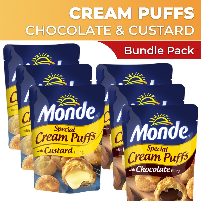 Monde Special Cream Puffs Custard 25g x 3 + Monde Special Cream Puffs ...