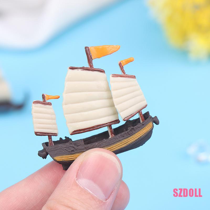 [ts3SZDOLL] Dollhouse Miniature Model Mini Pirate Ship Sea Yacht Ocean ...