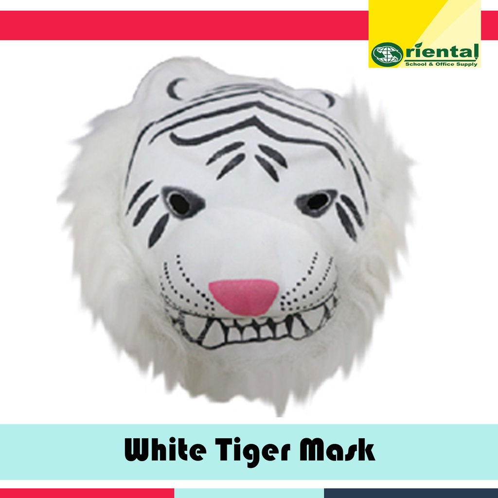 Serious White Tiger Mask with Hair - Animal Rubber Mask With Wig - Wild ...