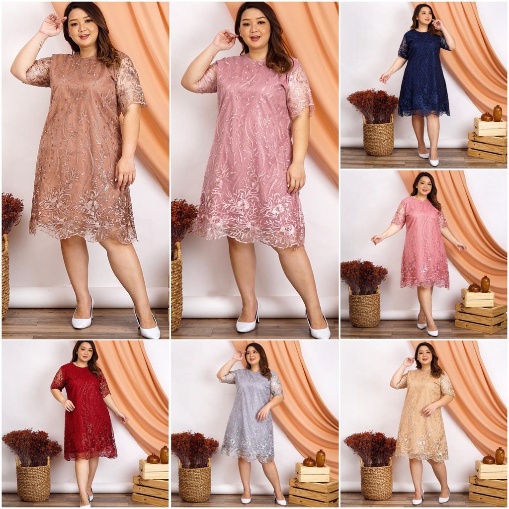 (Definitely RealPict) Dress Tile XXL Bigsize Jumbo Brukat Tile ...