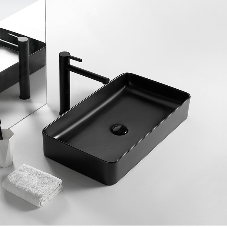 Nordic Black Table Basin Ceramic Basin Household Hotel Washbasin Square ...