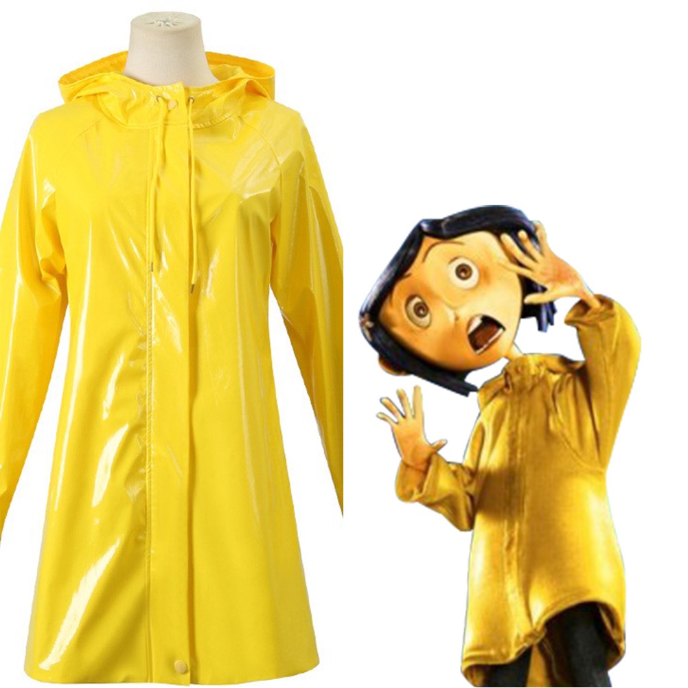 Oumelfs Coraline Costume Yellow Jacket for Women Cosplay Coraline ...