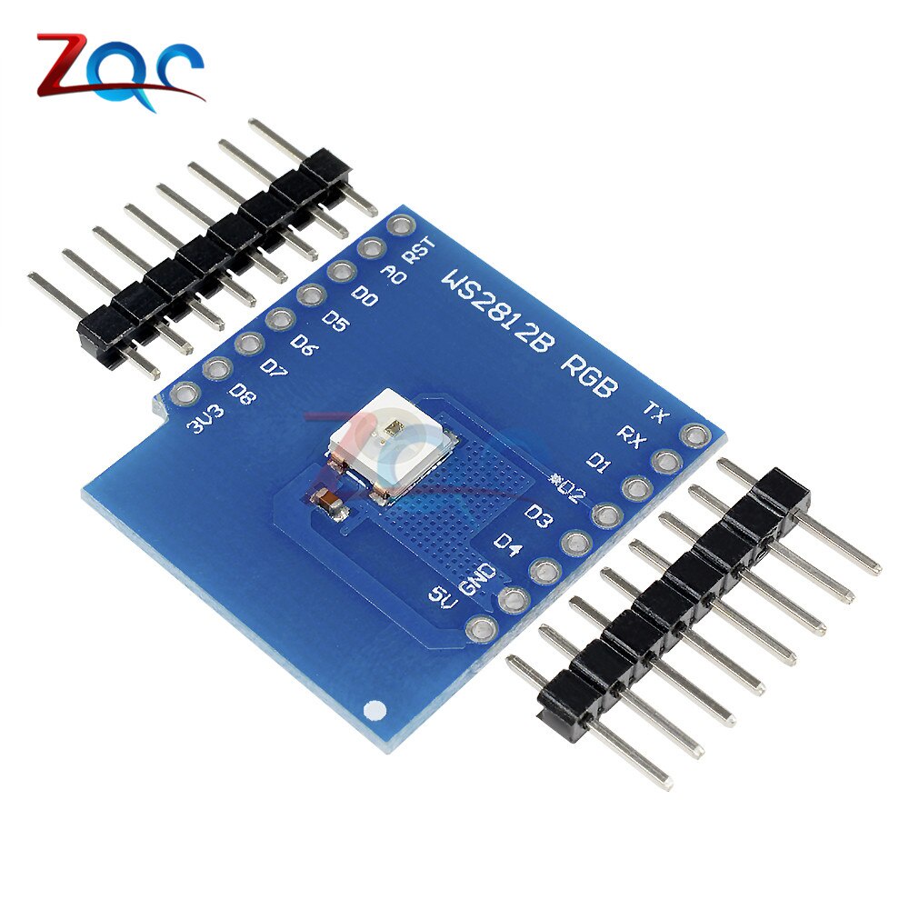 WeMos D1 Mini WS2812B RGB LED Shield ESP8266 Module Board with Pins ...