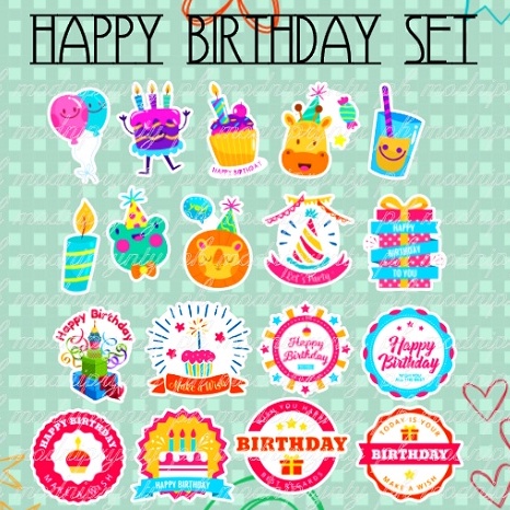 18pcs Aesthetic Matte Sticker Waterproof Birthday Theme Sticker Laminated Laptop Sticker ...
