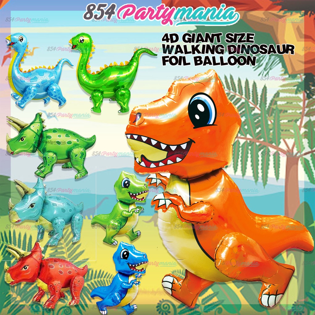 Large 4D Walking Dinosaur Foil Balloons Jungle Animal Boys Birthday Party Decors Jurassic Dragon ...