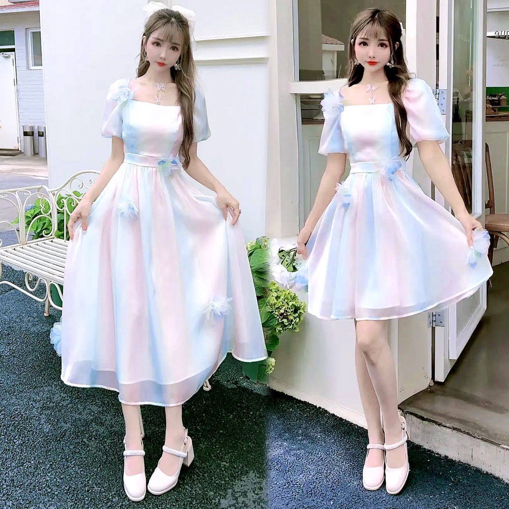 2022 New Style Rainbow Candy Princess Dress Female Super Fairy Puff ...