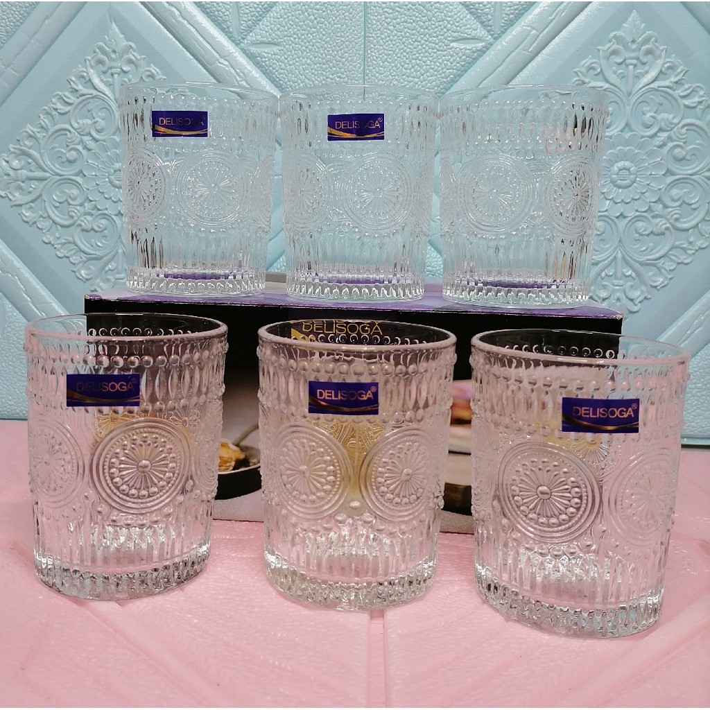 DELISOGA Aesthetic Durable Crystal-Clear Baroque Cup 6pcs. DSKB040-1A ...